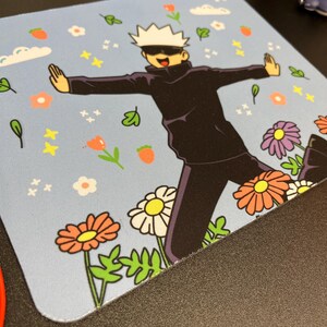 Satoru Gojo Rain Mouse Pad Deskmat Anime Jujutsu Kaisen Cat Blue Cute ...