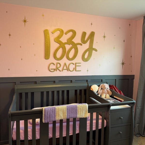 Custom Wood Baby Name Sign Letter Wall Art Kids Room Art Wall Art for ...