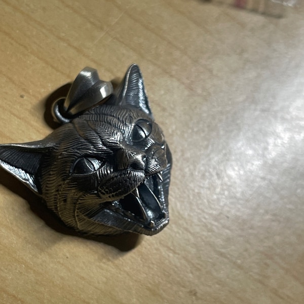 925 Silver Wildcat Necklace, Cat Pendant, Animal Jewelry, Unique Gift ...
