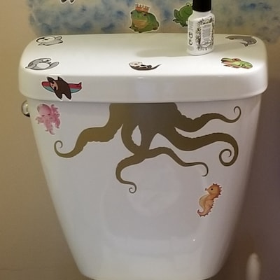 Octopus Toilet Decal Octopus Attack Vinyl Bathroom Decal - Etsy
