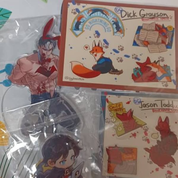 Beast World Red Hood and Nightwing Sticker Sheets and Holo Acrylic ...