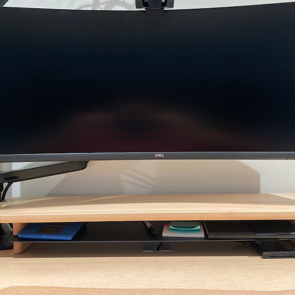 Ergonomic Wood Monitor Riser, Walnut Desk Organizer, Solid Wood Monitor ...
