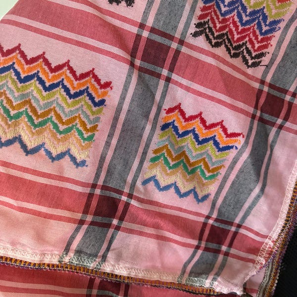 Keffiyeh Shemagh Embroidered With Hand Embroidery With A Palestinian ...