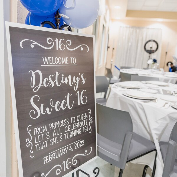 Sweet 16 Welcome Sign, Sweet Sixteen Sign, Sixteenth Birthday, Custom ...