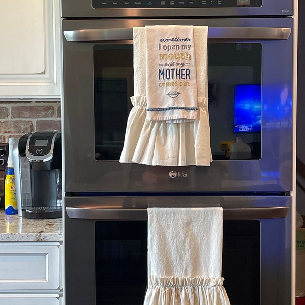 Set of Two | Natural Ruffled Tea Towels | Cotton Ruffles | Tea Towels ...