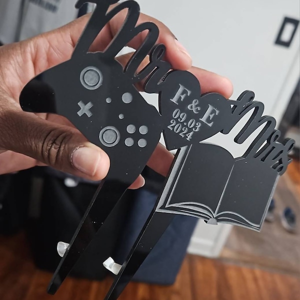 Gamer Wedding Book Lover Cake Topper,video Game Bookish Wedding Cake ...