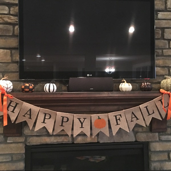 Happy Fall Burlap Banner - Customize Center Pennant,fall Decor,fall ...