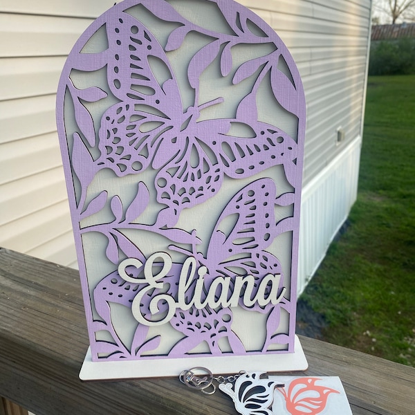 Personalized Butterfly Name Sign, Freestanding Custom Wood Name ...