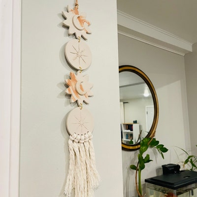 Astra Celestial Clay Wall Hanging Sun Moon & Star Wall Decor Natural ...