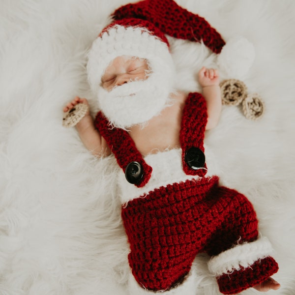 Baby Santa Outfit, Crochet Santa Costume, Christmas Newborn Prop ...