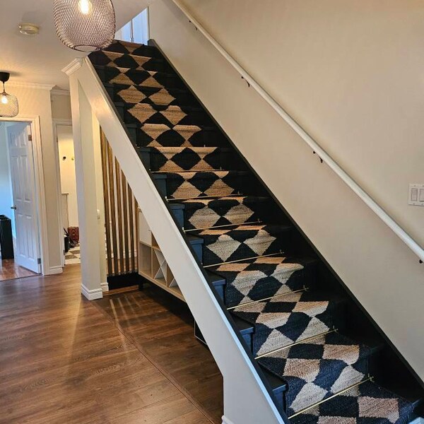 2 X 22 Ft Diamond Stairs Jute Runner Rugs,vintage Large Area Runner Rug ...