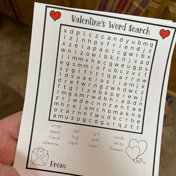 Printable Word Search Theme Valentine's Day Cards, Valentine From ...
