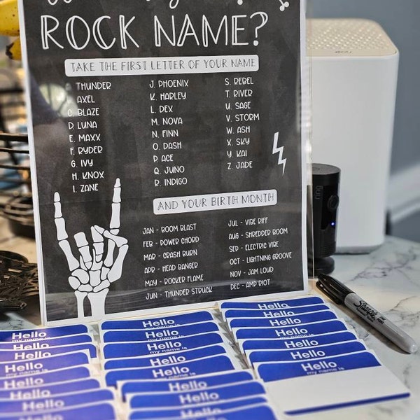 Rocker Name Game, Rock Star Name Tag, Bad Two the Bone Party, Bad 2 the ...