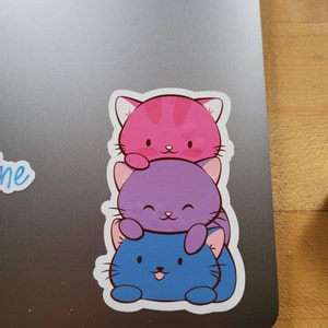 Kawaii Cats Bi Pride Sticker Cute Pride Cat Sticker for Laptop ...