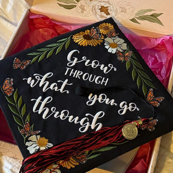 Embroidered Monarch Butterfly Grad Cap Topper | Graduation Cap Topper ...