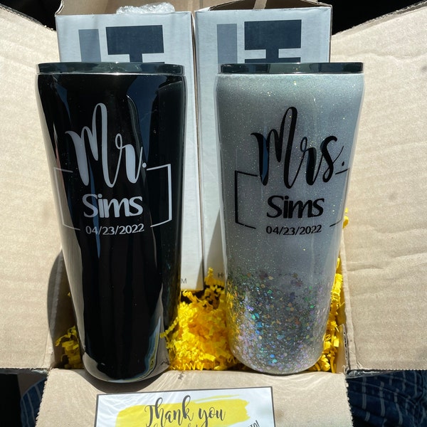 Mr and Mrs Epoxy Tumbler Set | Bridal Gifts | Newly Wed Tumblers ...