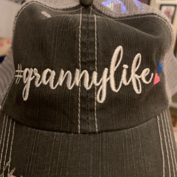 Mimi Hat | Distressed Baseball Cap OR Ponytail Hat | Customize Your ...