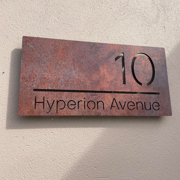 Modern Contemporary House Sign | 30cm X 15cm | Rusty Metal Effect ...