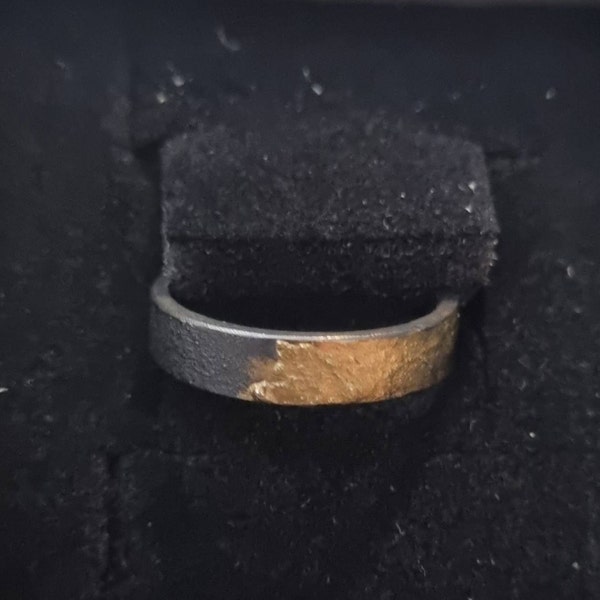 4MM Sterling Silver & 24K Gold Keum Boo Rustic Ring, Mens Rustic Band ...