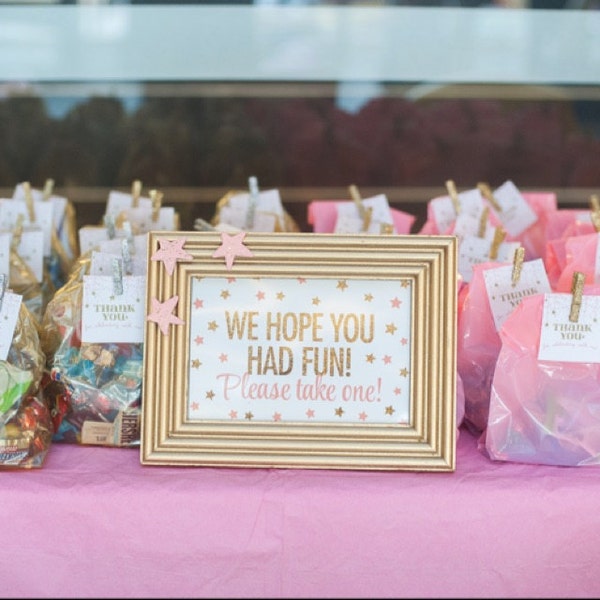 Party Favor Sign We Hope You Had Fun Please Take One Blush Pink Gold ...