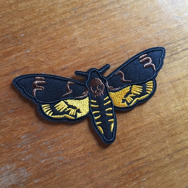 Deaths Head Moth Embroidered Patch Applique Gothic Emo Punk - Etsy UK