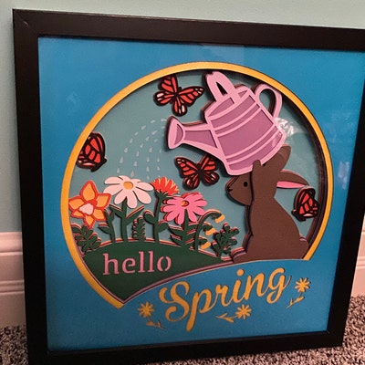 3d Hello Spring Shadow Box Svg 3d Layered Svg Easter Shadow Box Svg ...