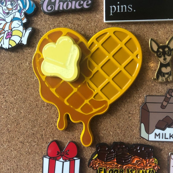 Heart Waffle & Pancake Enamel Pin: Syrup, Glitter Butter Topping - Etsy