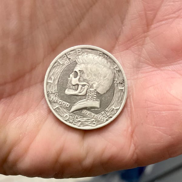 Hobo Nickel Skull by M.J. Petitdemange Engraved 90% Silver JFK Coin ...