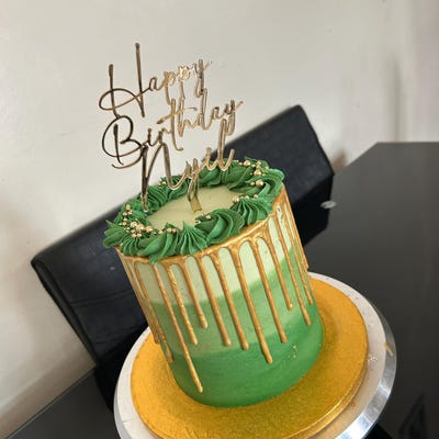 Happy Birthday Cake Topper Acrylic Cake Topper Fine Line Birthday Cake ...