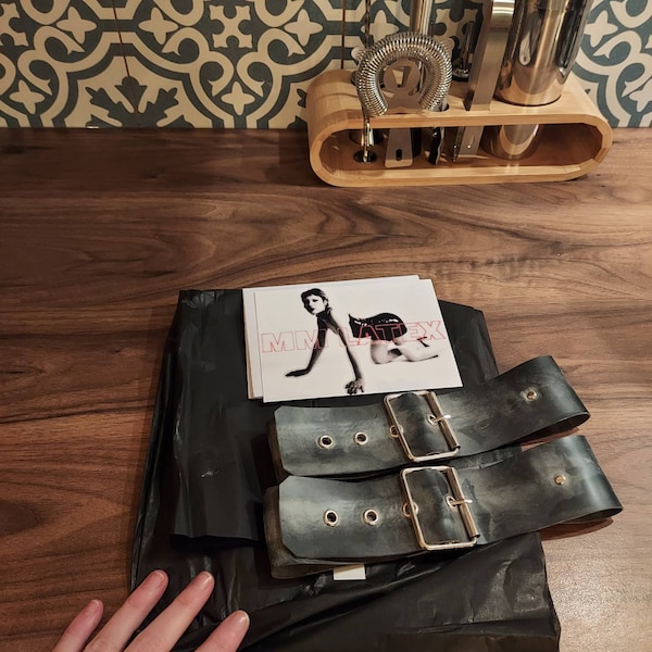 Custom Made Heavy Rubber Thigh Garters/harness With Rivets, Black Vegan ...