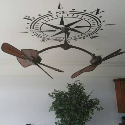 Compass Ceiling Medallion Wall Decal Nautical Chandelier Beach Decor ...