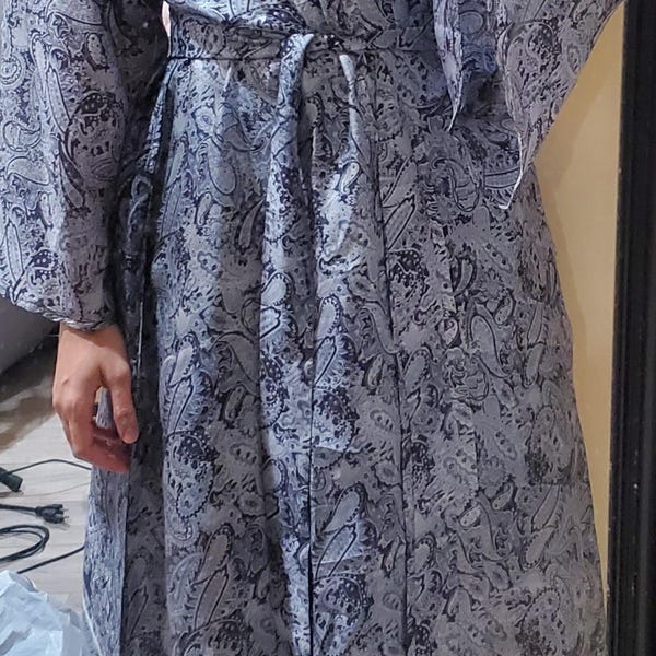 Midi Kimono Pure Silk Robe Gown Night Dressing Robes Boho Cape Jacket ...