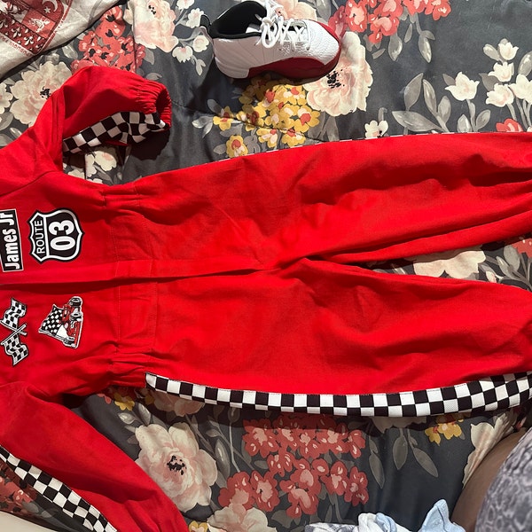 Red Race Car Outfit - Kids Racing Jumpsuit - Personalized Baby Race ...