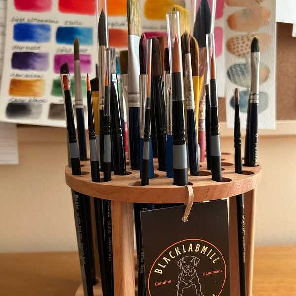 Rotating Paint Brush Holder for Big and Small Brushes, Handmade ...