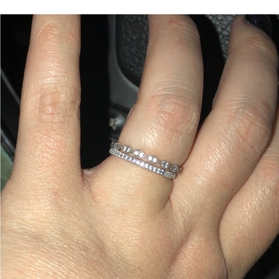 Art Deco Full Eternity Band Minimalist Stacking Band Diamond Wedding ...