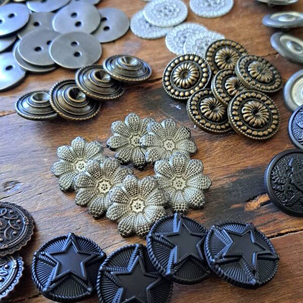 Star Metal Buttons - Stacked Star Metal Shank Buttons in Black Color ...
