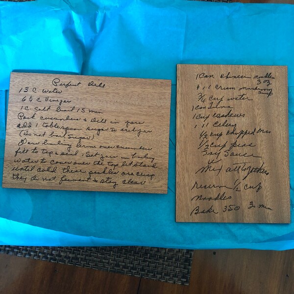 Custom Engraved Handwritten Recipe Card Keepsake - Etsy