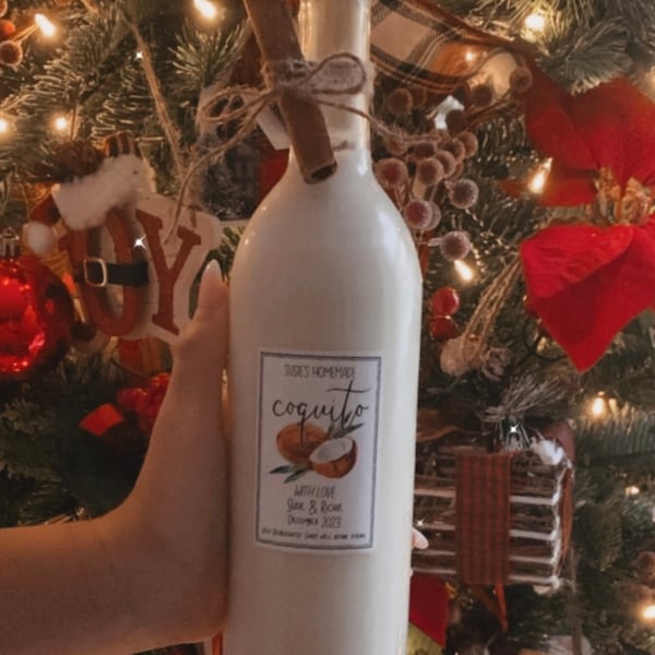 Custom Coquito Labels, Printed Coquito Stickers, Personalized Coquito ...