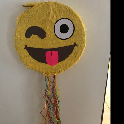 Yellow Smiley Emoji Pinata With Tongue Out, Perfect for Birthday Party ...