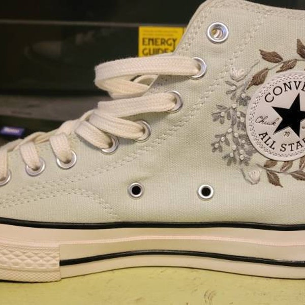 Embroidered Converse Low Tops, Custom Embroidered Platform Converse for ...