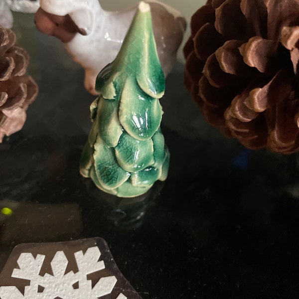 Mini Clay Tree, Small Holiday Trees, Evergreen Christmas Miniature ...
