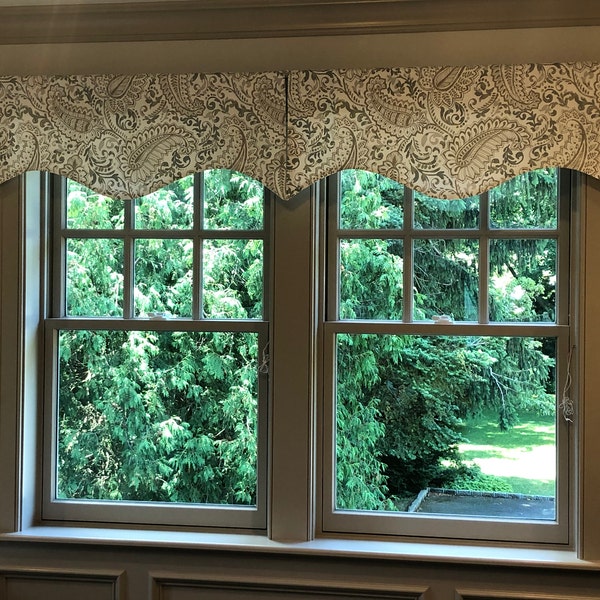 Paisley Valance Ecru Scalloped Valance Lined Window Valance Decorative ...