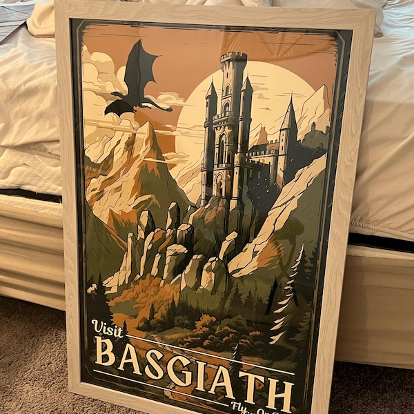 Aretia Travel Poster, Fourth Wing Art Print, Basgiath Art, Iron Flame ...