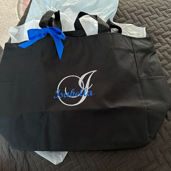 Monogrammed Personalized Tote Bag / Work Bag | Zip Tote / Bridal ...