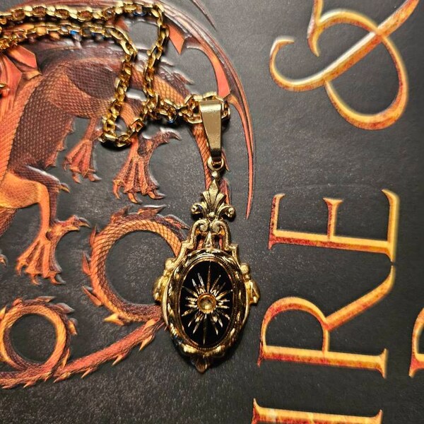 Victorian SUN Intaglio Necklace, Gold and Black Intaglio, 16k Gold ...