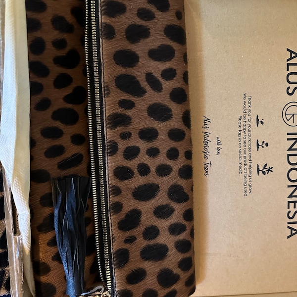 Leopard Clutch, Fold Over Clutch, Big Spot, Leopard Print Leather ...