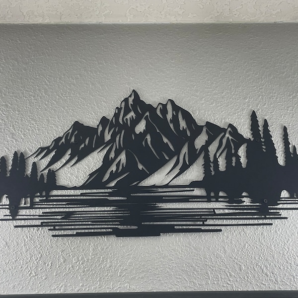 Mountain Forest Metal Wall Decor, Nature and Trees Wall Art, Metal ...