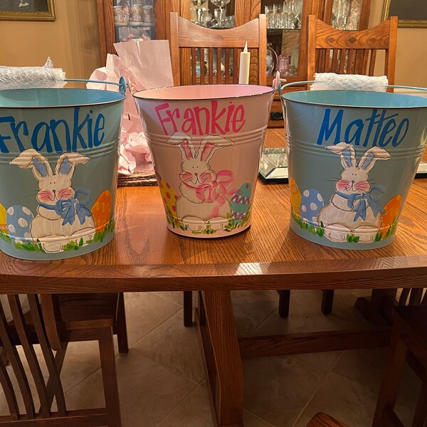 Boy Traditional Personalized Metal Easter Buckets, Easter Egg Custom ...