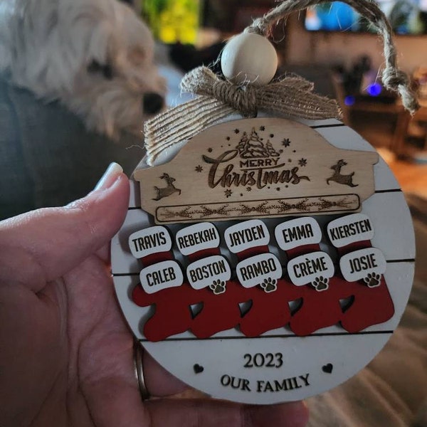 Custom Wooden Family Christmas Ornament 2023 3dlaser Cut Personalized ...