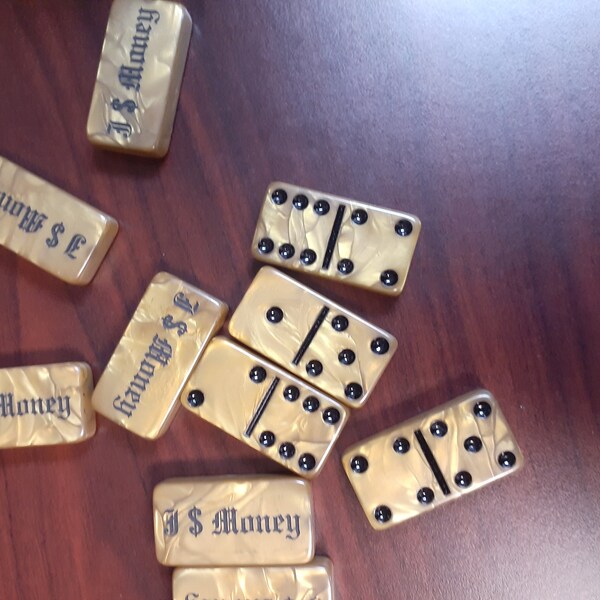 Candy Paint Marble Finish Double 6 Blue & White Spinner Domino Set ...